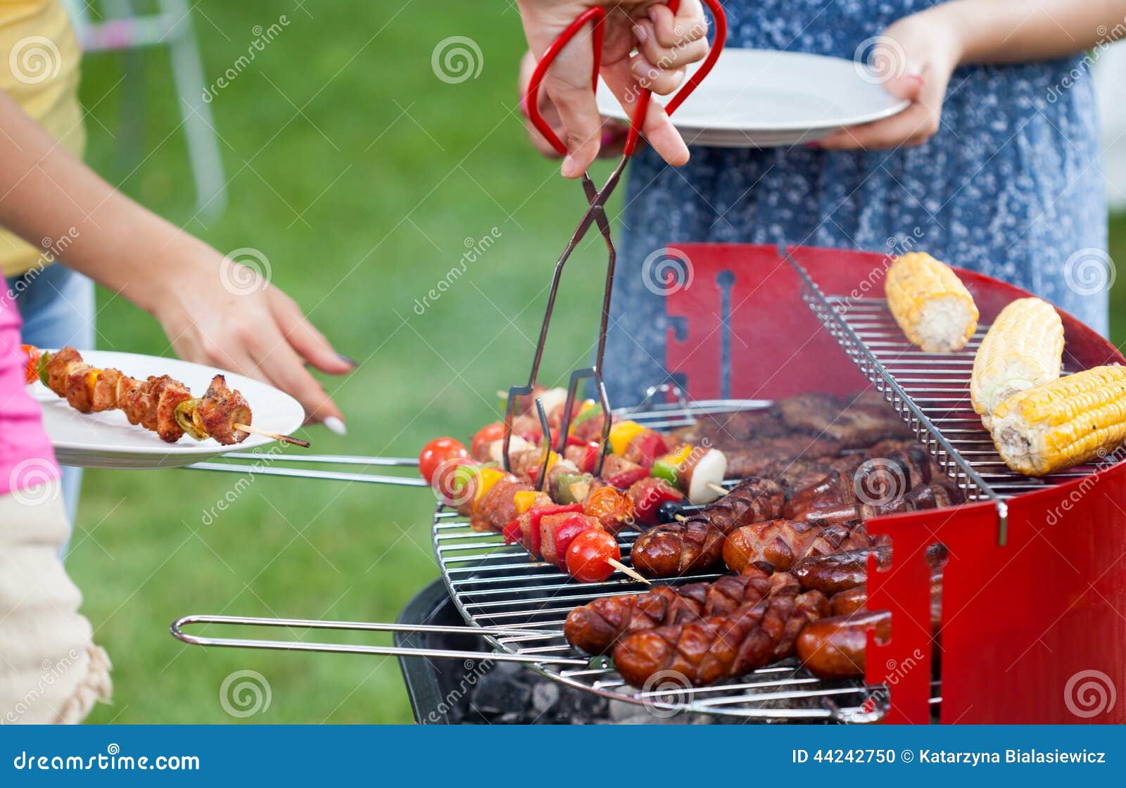 Grill party in a garden stock photo. Image of friends - 44242750
