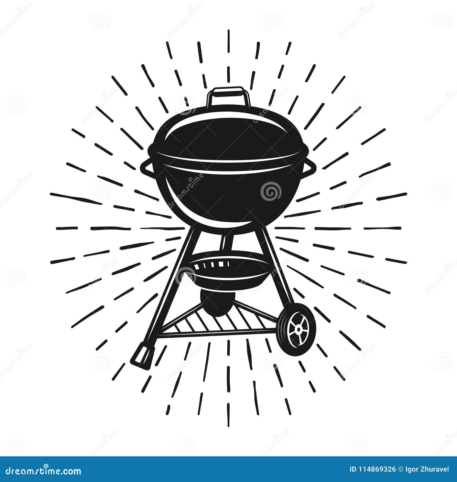 Grill with Rays Vector Monochrome Illustration Stock Vector ... Grill with Rays Vector Monochrome Illustration Stock Vector ...