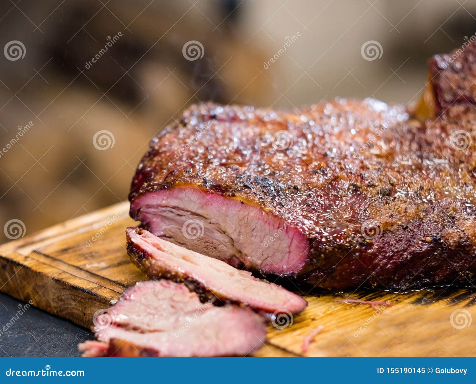Grill Restaurant Menu Hot Smoked Beef Brisket Stock Image - Image of ...