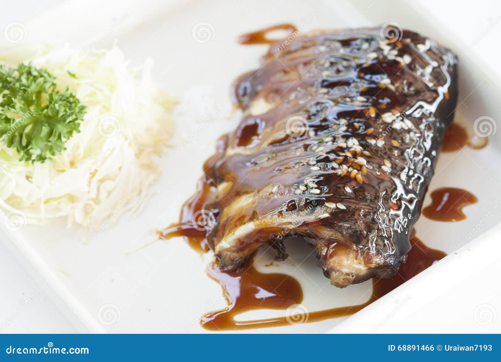 Grill saba fish stock photo. Image of salad, cooked, sauce - 68891466