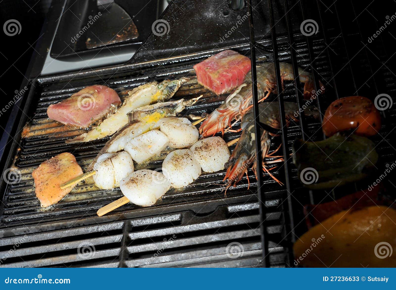 Grill seafood stock image. Image of cooked, dish, grilled - 27236633
