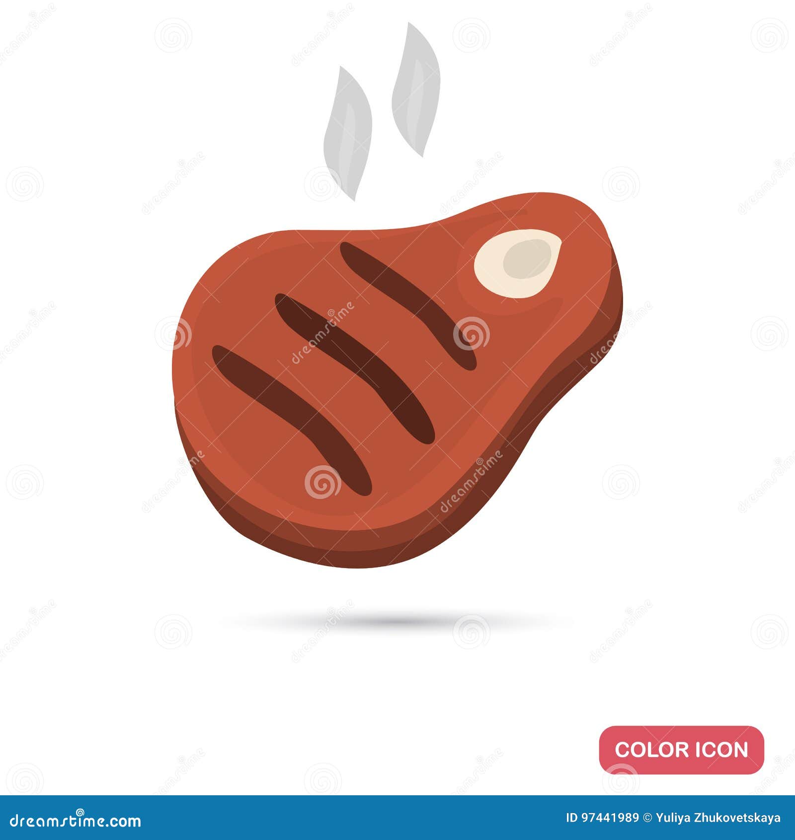 Grill Steak with Smoke Color Icon for Web and Mobile Design Stock ...