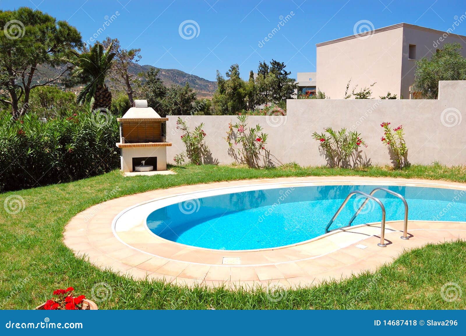 Grill at Swimming Pool by Luxury Villa Stock Photo - Image of ...