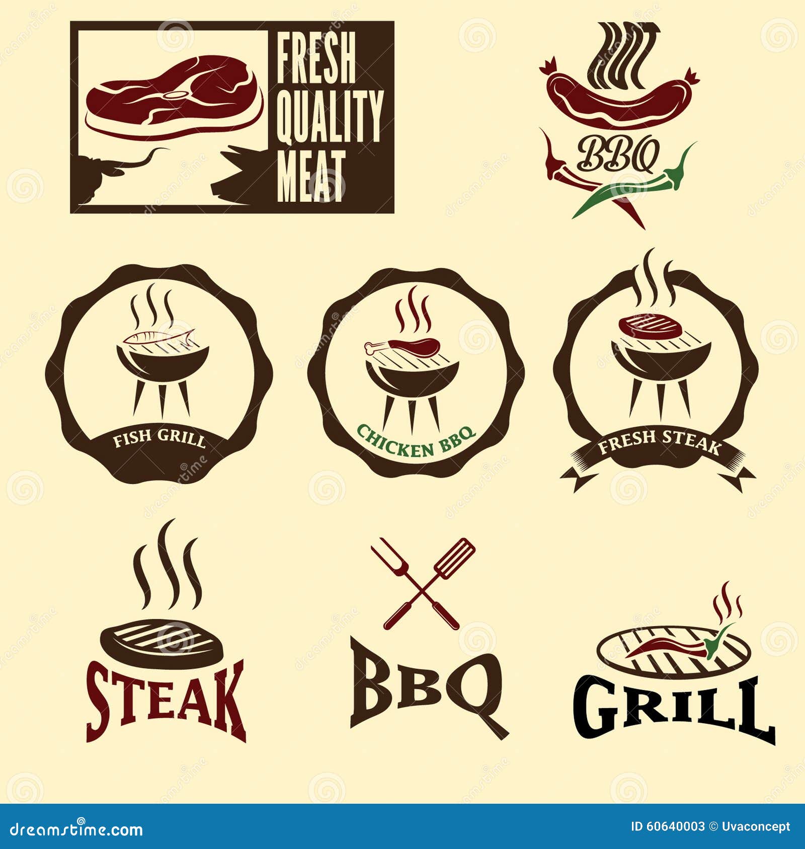 Grill Vector Labels Collection Stock Vector - Illustration of fast ...