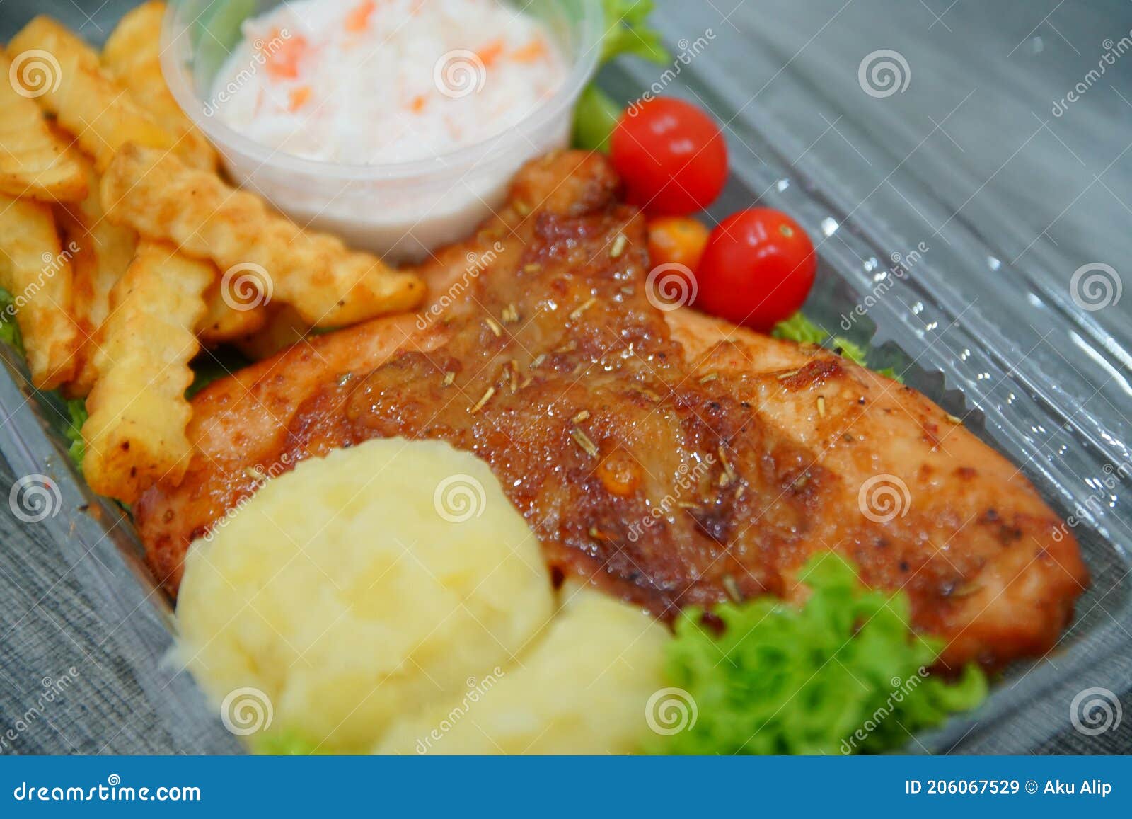 Grilled Chicken Chop in a Container Box Stock Image - Image of fried ...