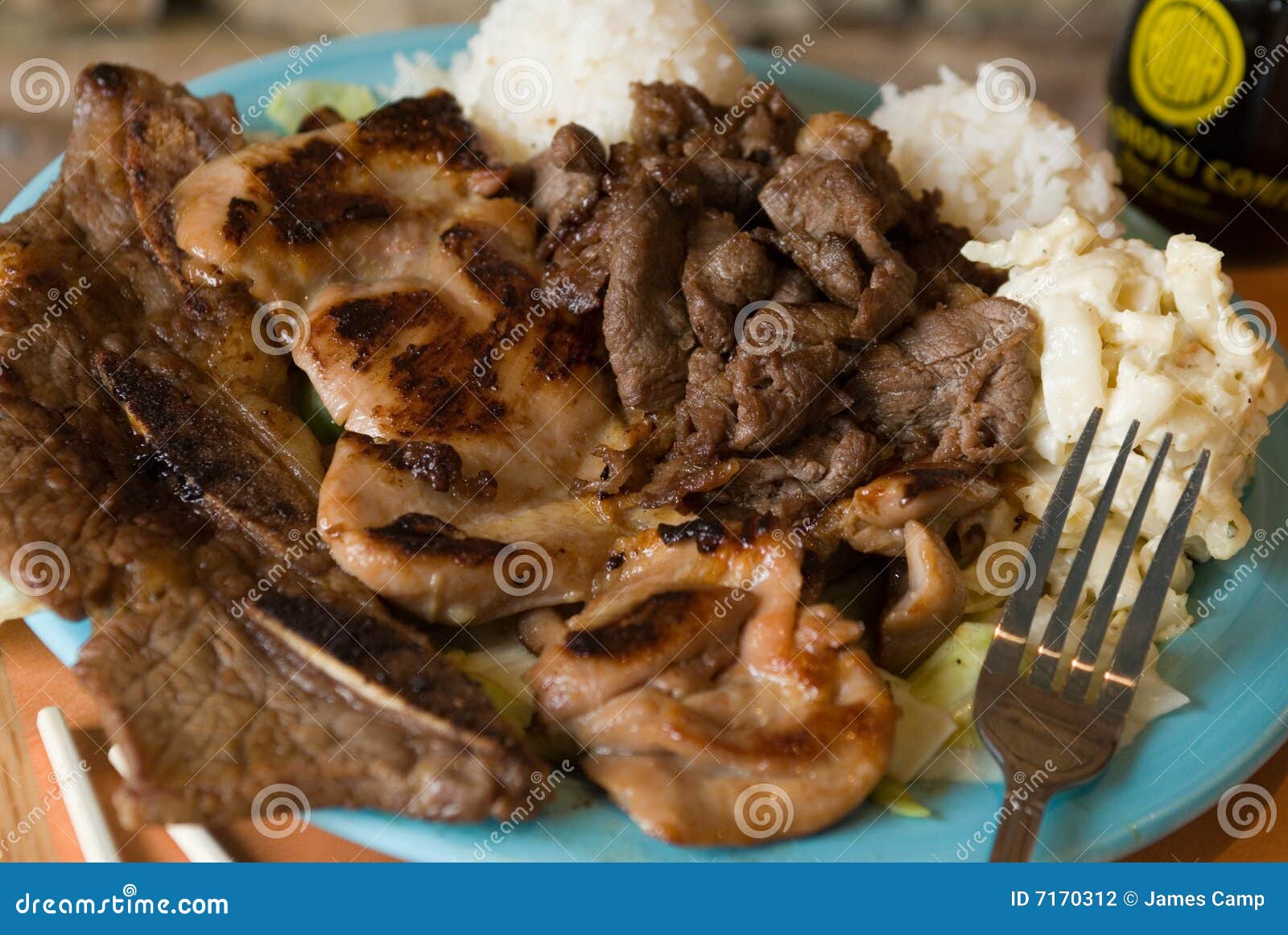 Grilled barbecue plate stock photo. Image of seared, fork - 7170312