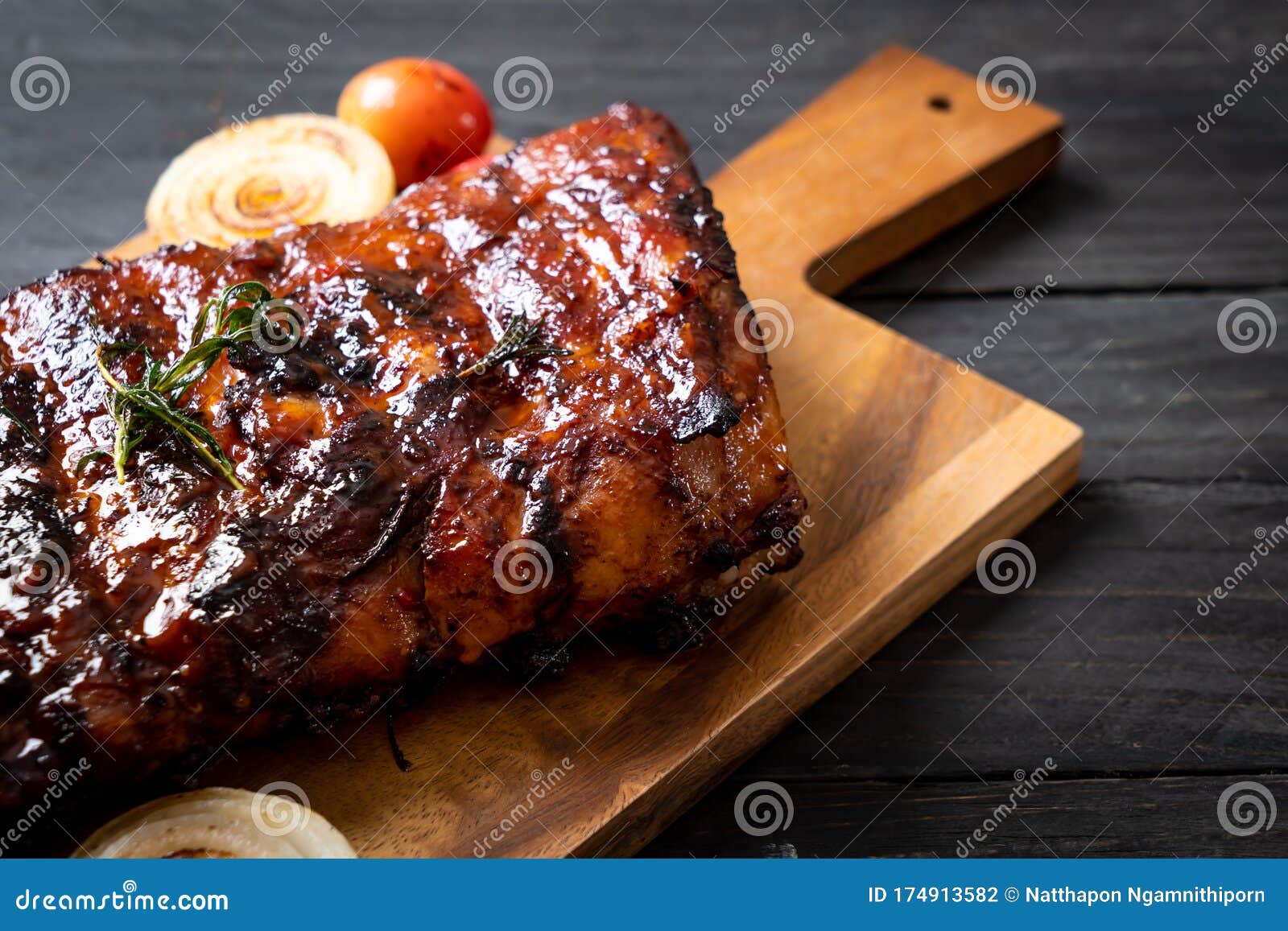 Grilled barbecue ribs pork stock photo. Image of baked - 174913582