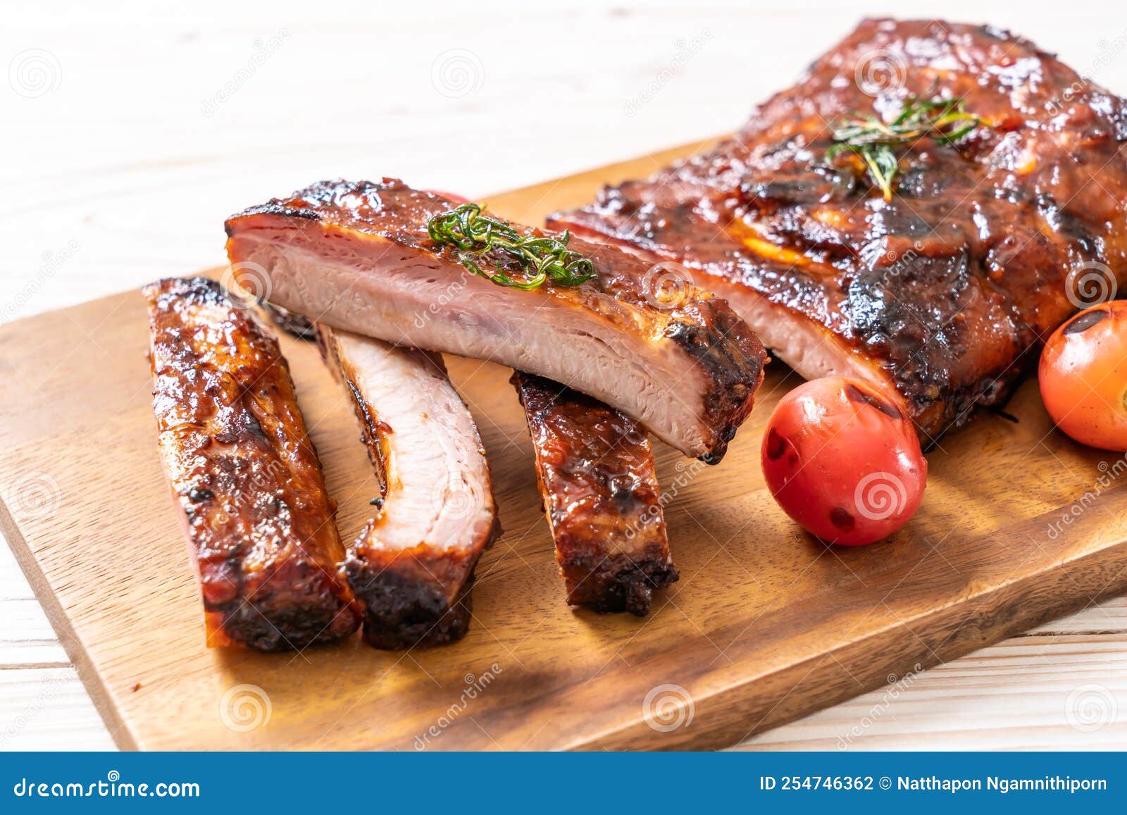 Grilled barbecue ribs pork stock photo. Image of herbs - 254746362