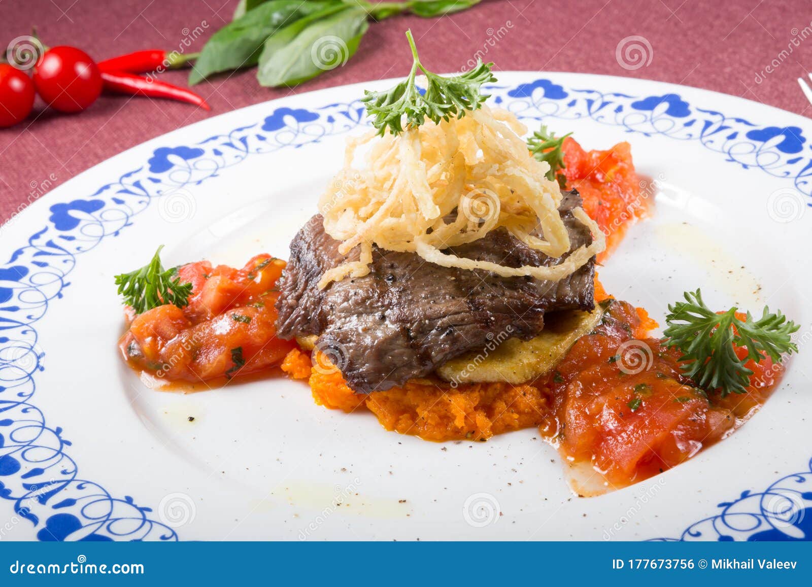 Grilled Beaf Steak Asian Style Stock Photo - Image of roast, sauce ...