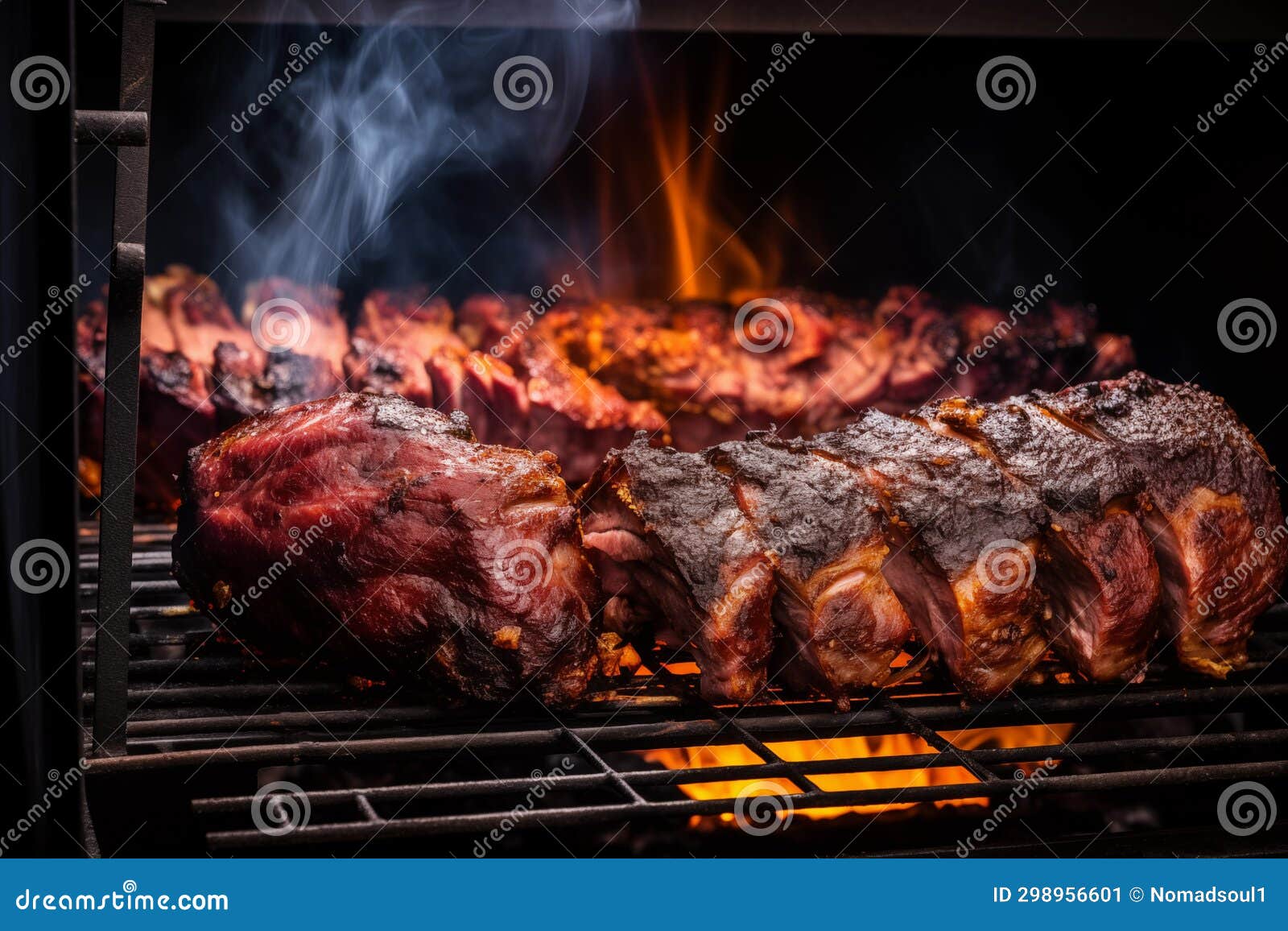 Grilled Beef Meat on Fire. Generative AI Stock Image - Image of flame ...