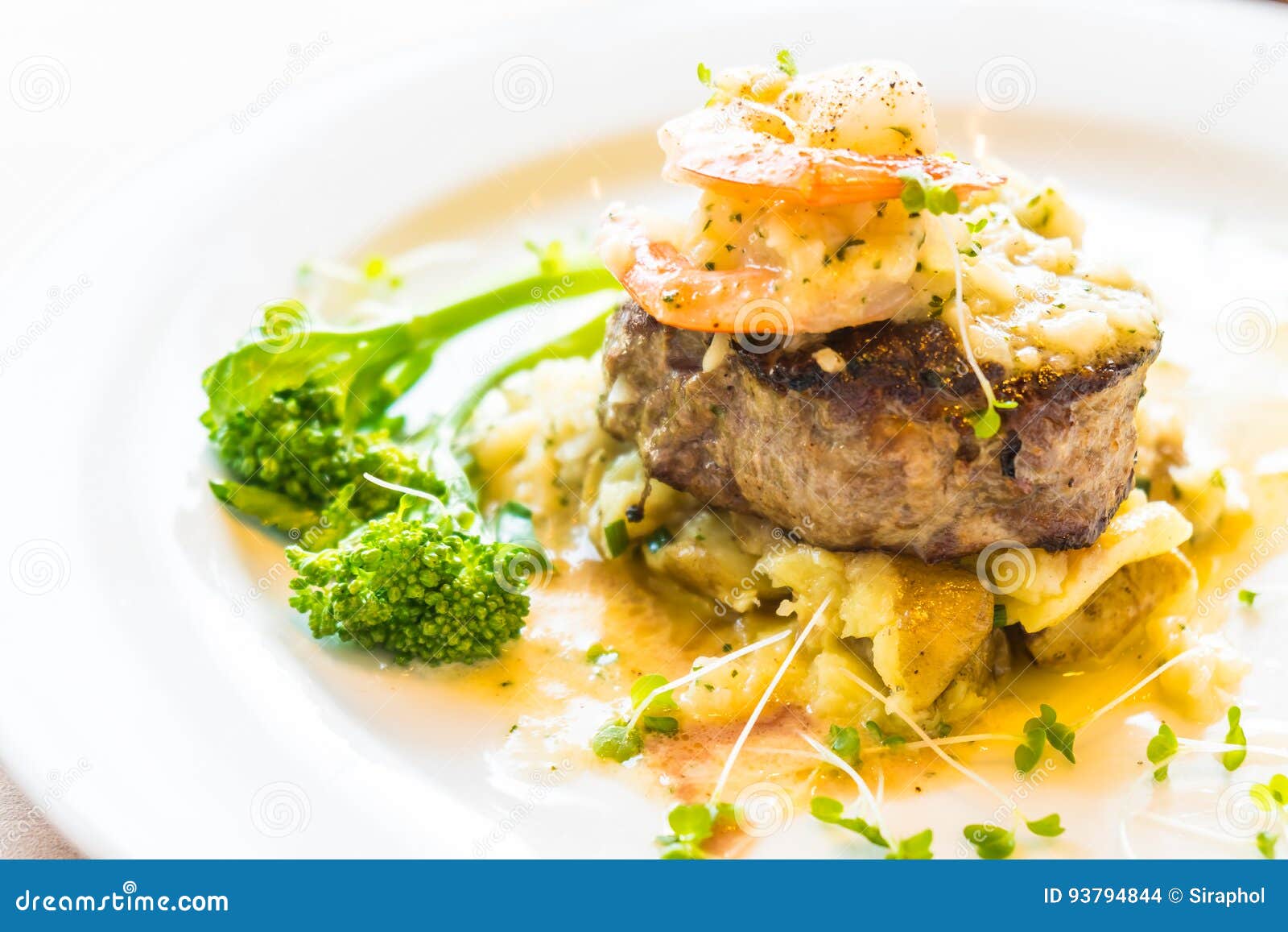 Grilled Beef and Shrimp or Prawn Steak Stock Photo - Image of food ...