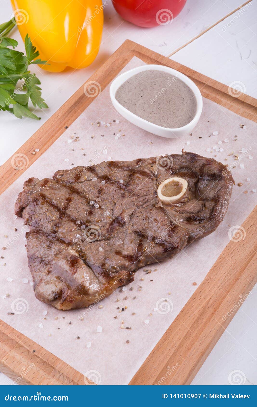 Grilled Beef Steak with Bone Stock Image - Image of isolated, steak ...