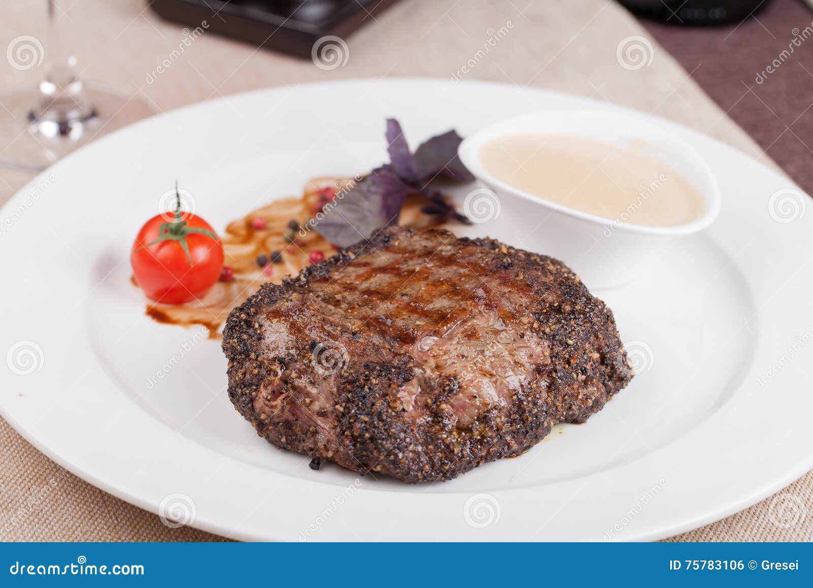 Grilled beef steak stock photo. Image of sirloin, closeup - 75783106