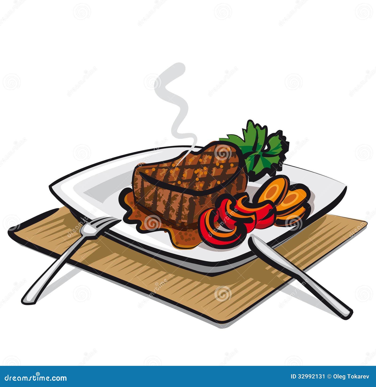 Grilled beef steak stock illustration. Illustration of gourmet - 32992131
