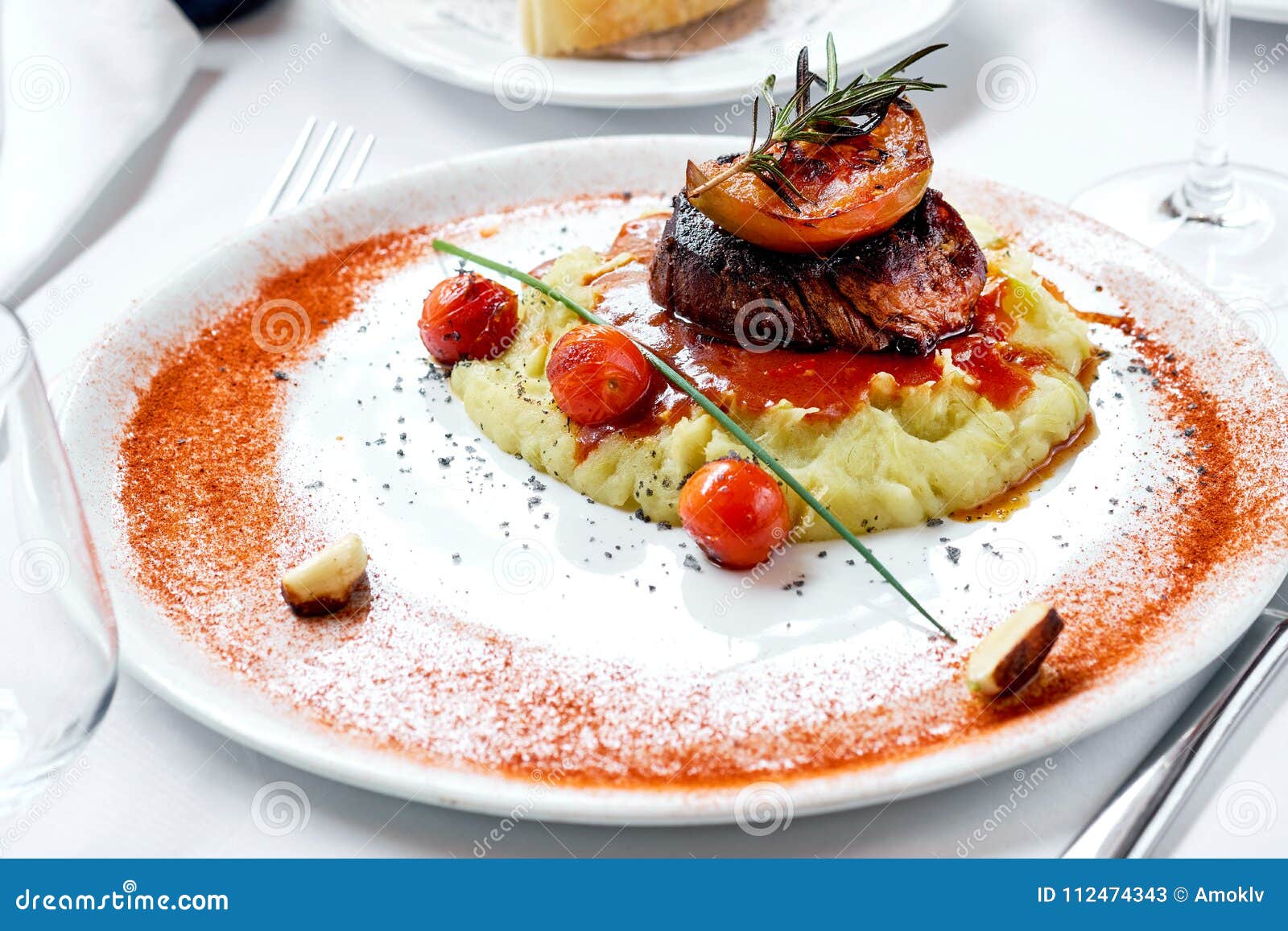 Grilled Beef Steak with Mashed Potato Stock Image - Image of closeup ...