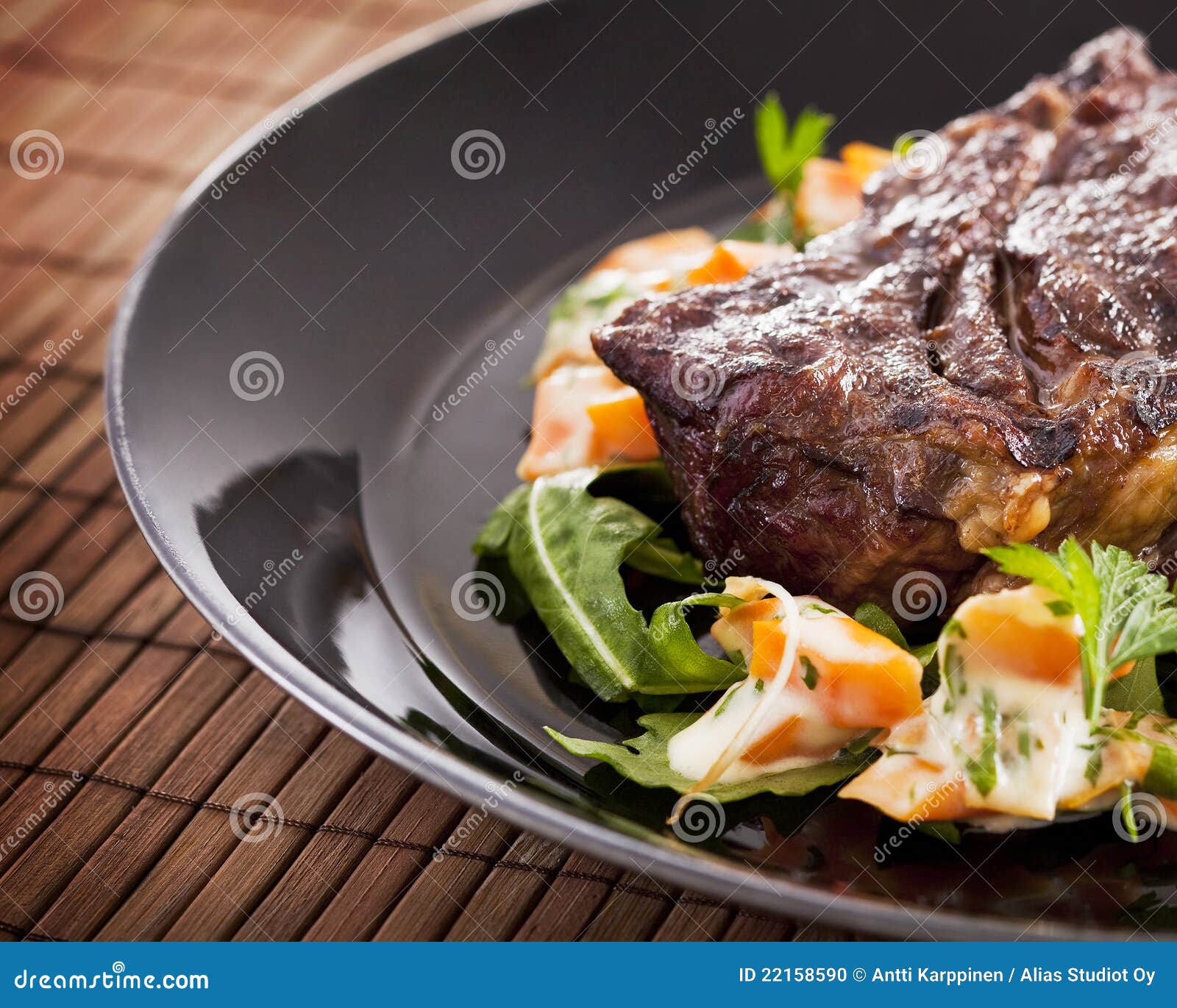 Grilled Beef Steak on the Plate Stock Photo - Image of grilled, dish ...