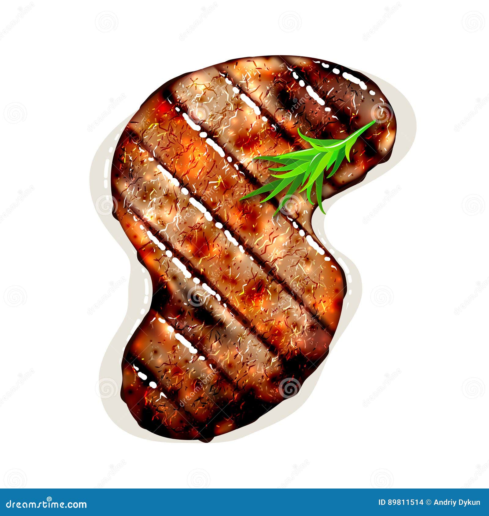 Grilled beef steak stock vector. Illustration of grilled - 89811514