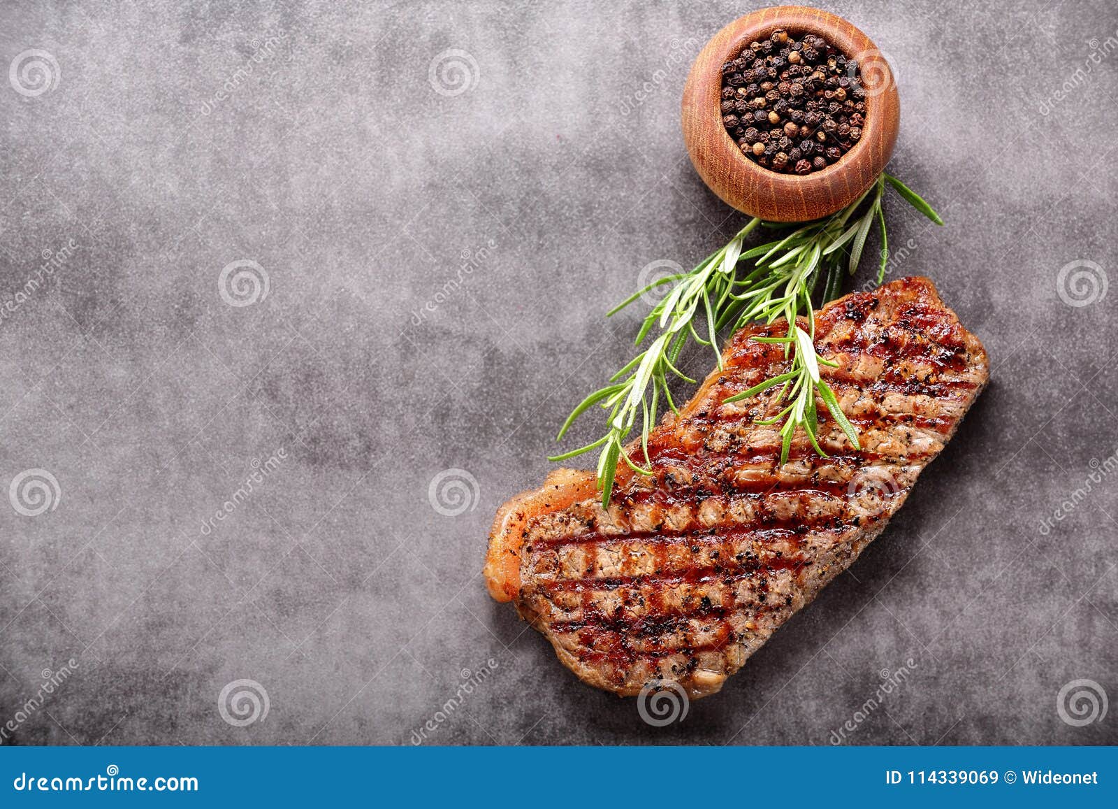 Grilled Beef Steak on Stone Board with Spices Stock Image - Image of ...