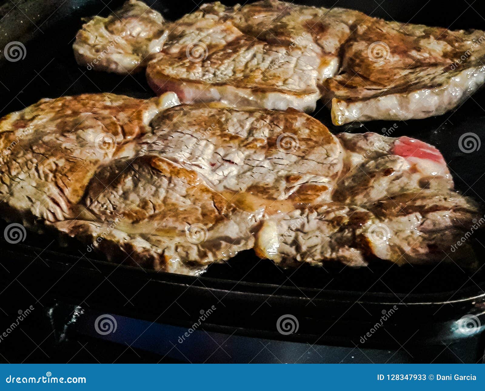 Grilled beef steaks. stock image. Image of food, grilled - 128347933