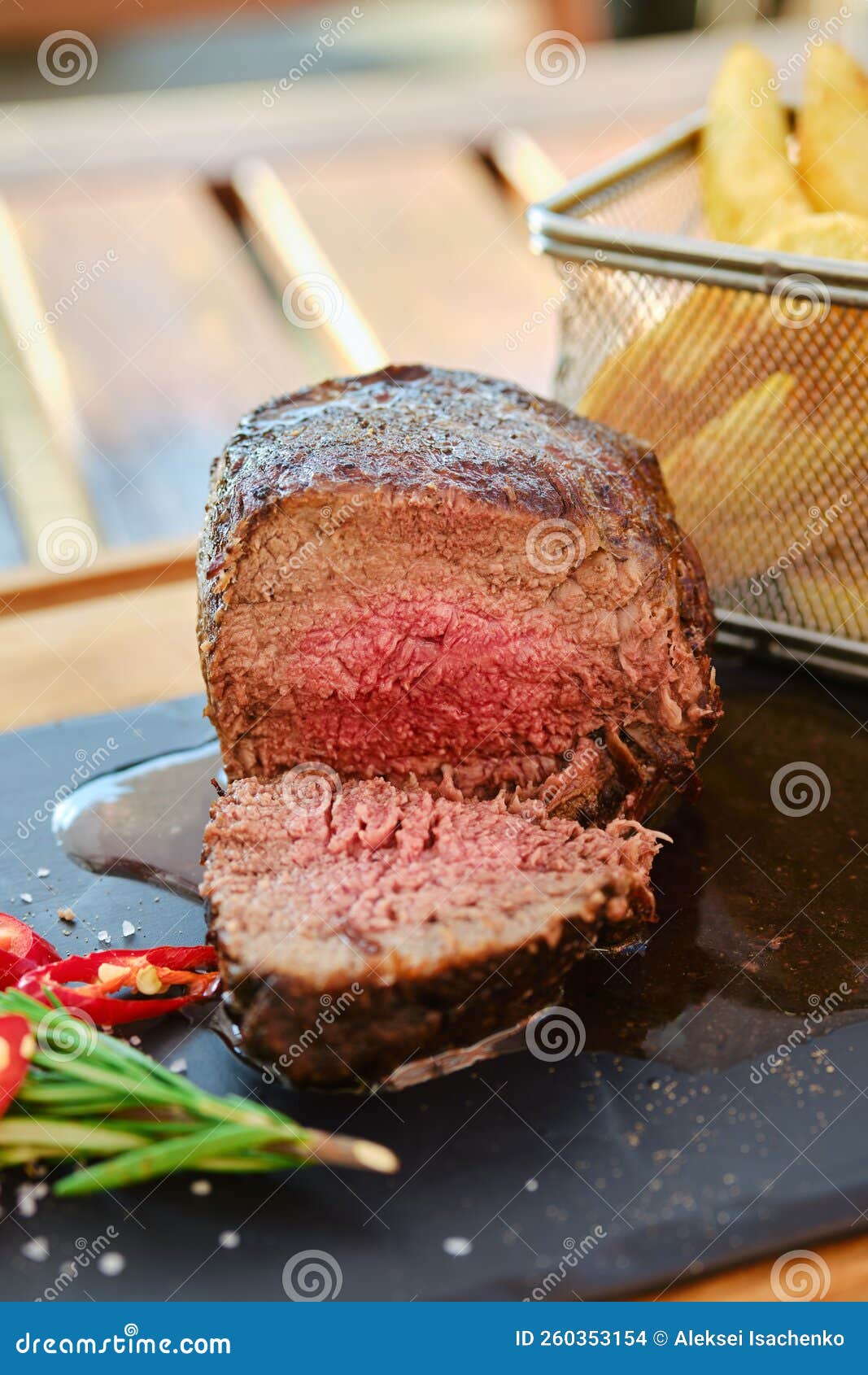 Grilled Big Fillet Mignon Cut on Half Stock Photo - Image of meal, salt ...