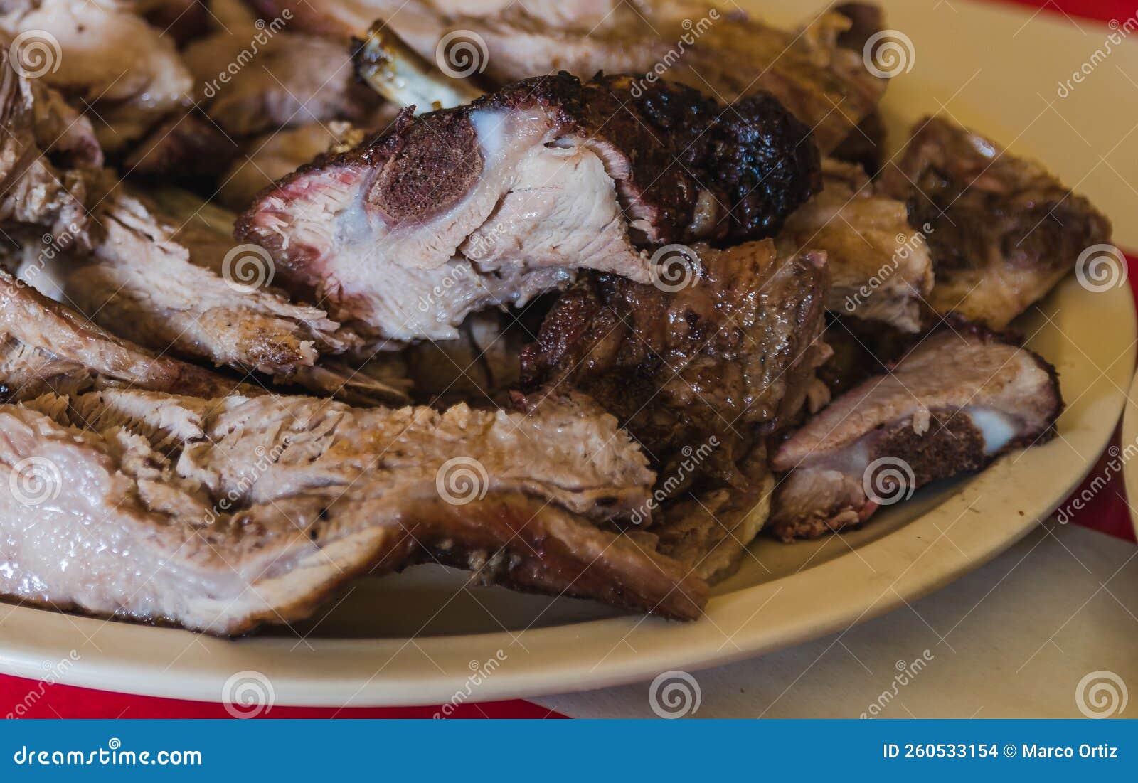 Grilled Boar Ribs Served with Salsa and Taco Shells Stock Photo - Image ...