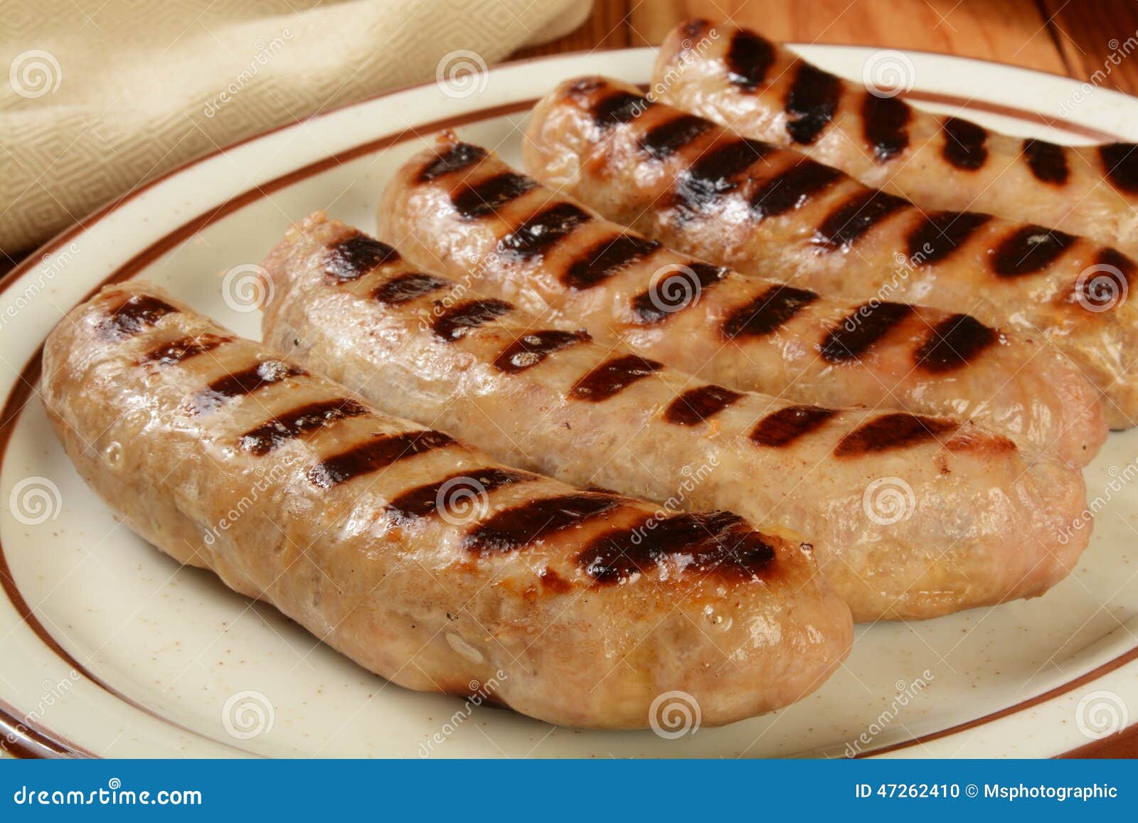 Grilled bratwurst stock photo. Image of plate, bratwurst - 47262410