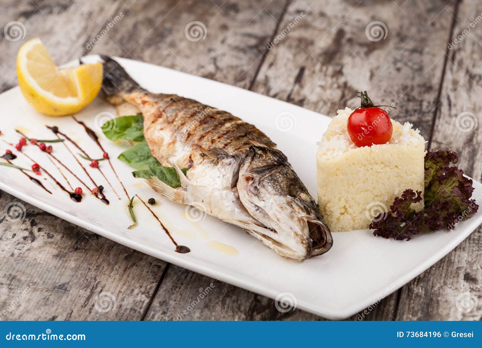 Grilled bream fish stock photo. Image of tasty, cuisine - 73684196