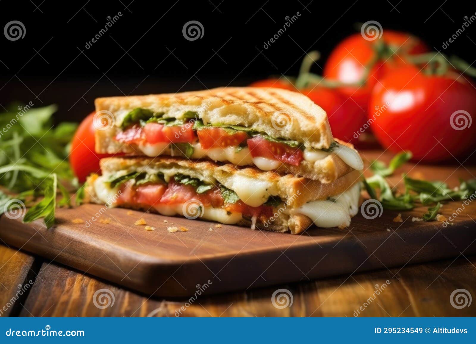 Grilled Brick-pressed Mozzarella and Tomato Sandwich Stock Image ...