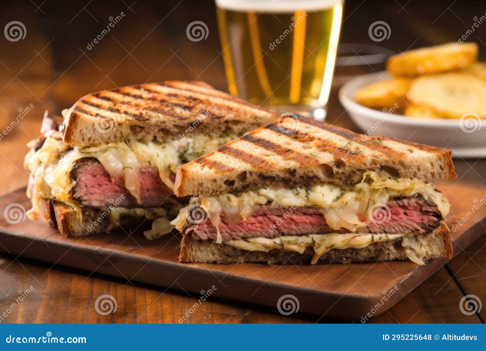 Grilled Brick-pressed Reuben Sandwich on Rye Stock Photo - Image of ...
