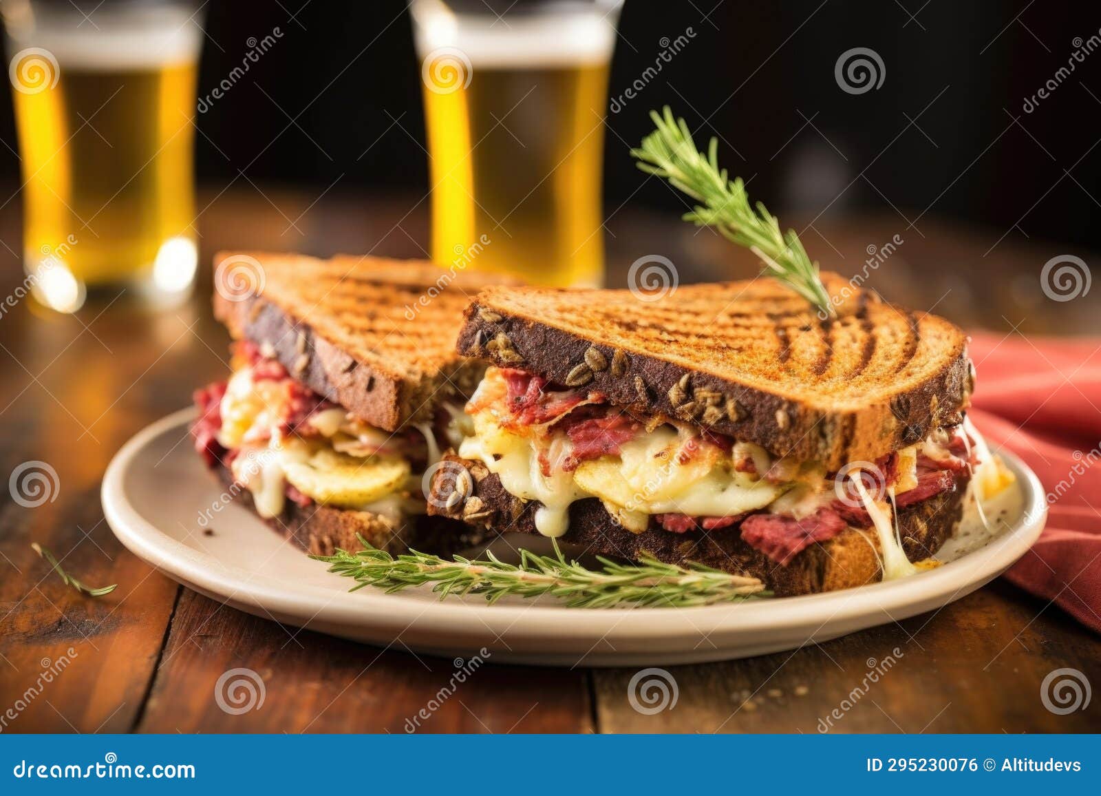 Grilled Brick-pressed Reuben Sandwich on Rye Stock Photo - Image of ...