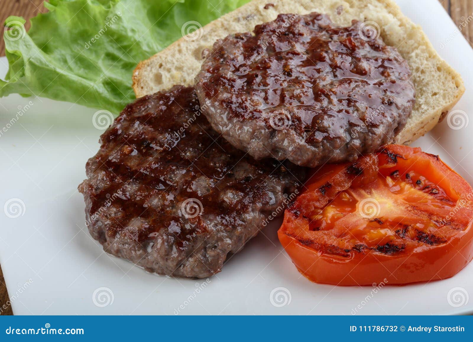 Grilled burger cutlet stock photo. Image of restaurant - 111786732