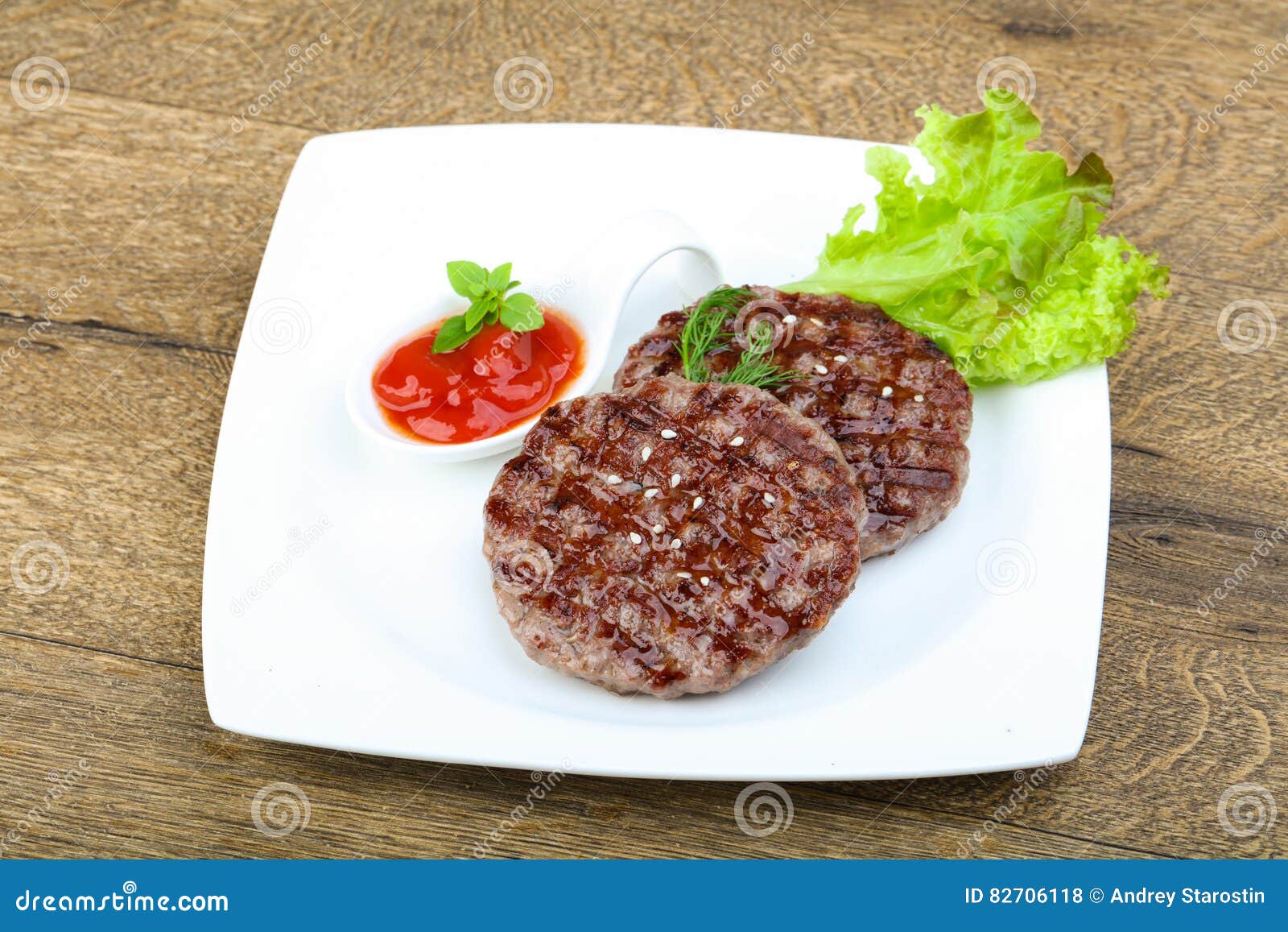 Grilled burger cutlet stock photo. Image of closeup, food - 82706118