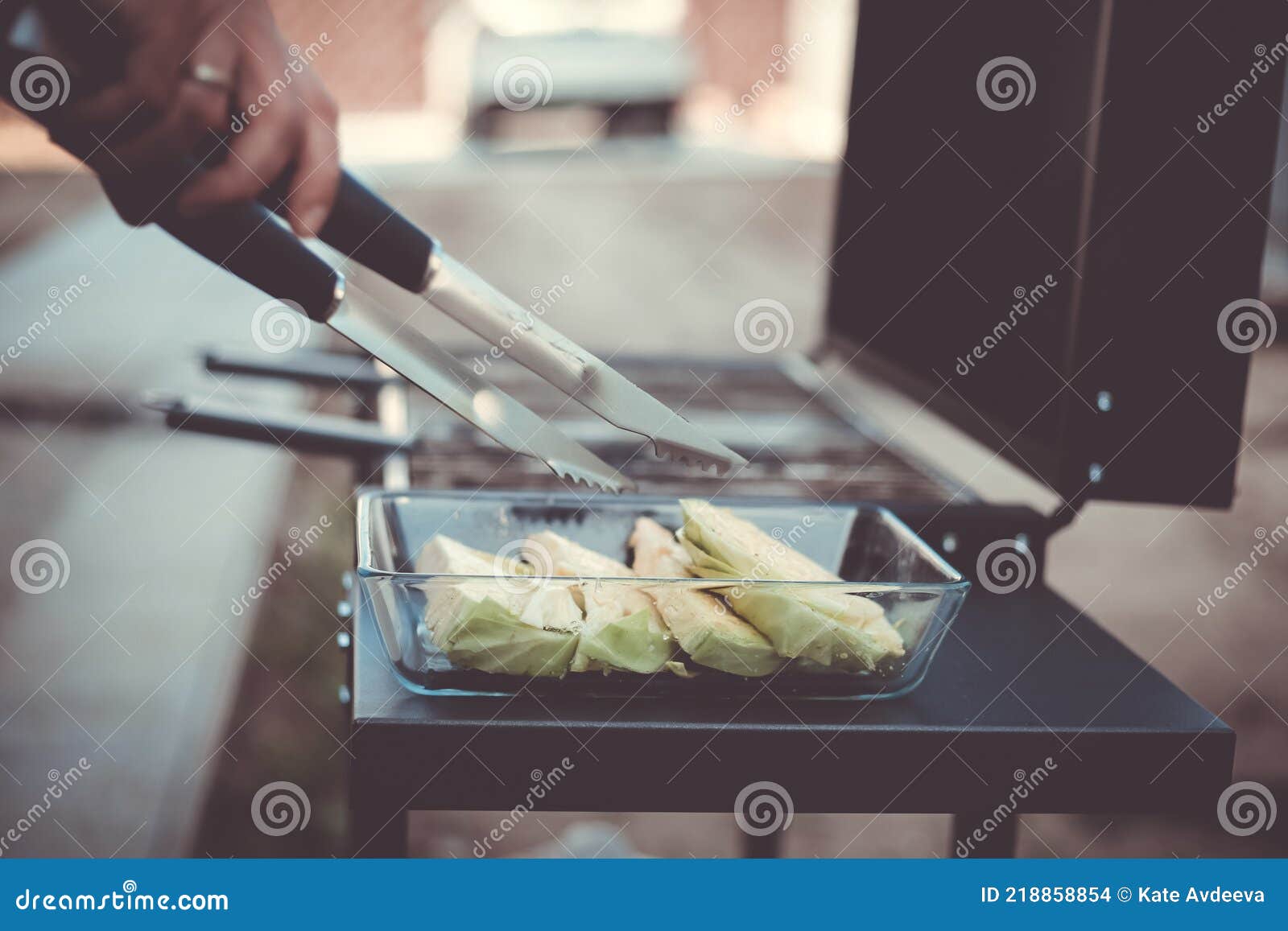 Grilled Cabbage. Vegetarian Bbq. Stock Photo - Image of hand, picnic ...