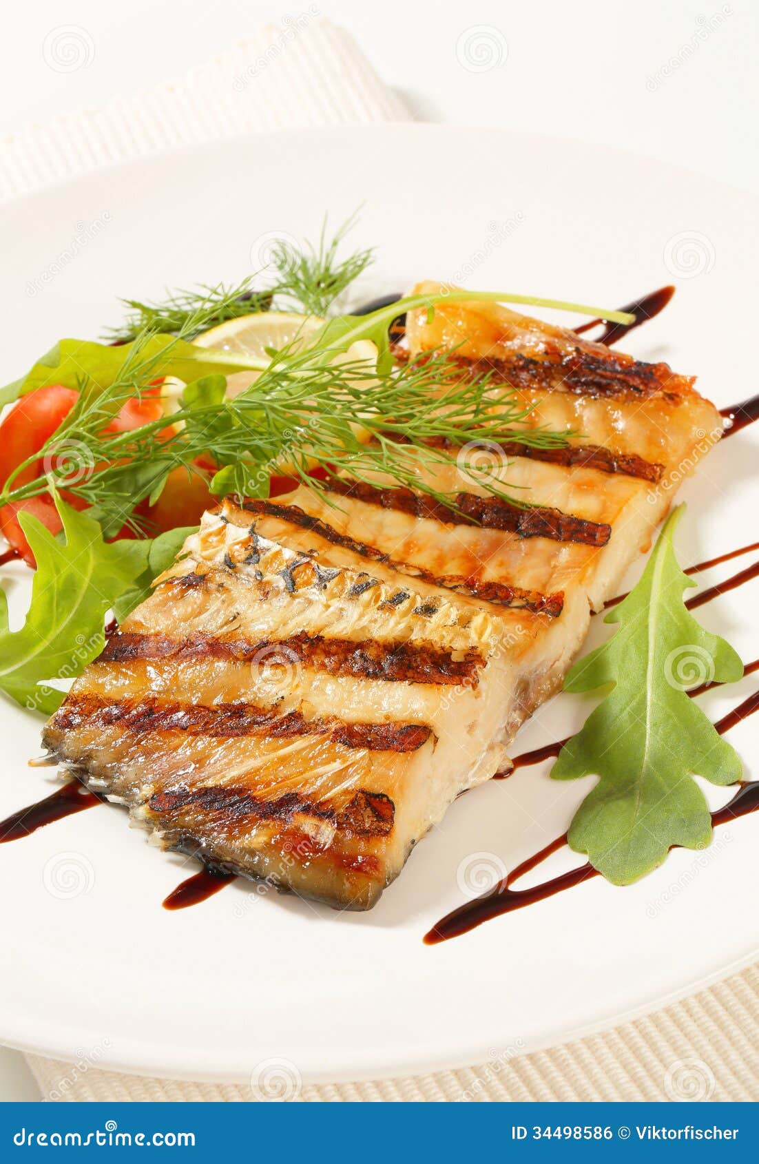 Grilled carp fillet stock photo. Image of closeup, lemon - 34498586
