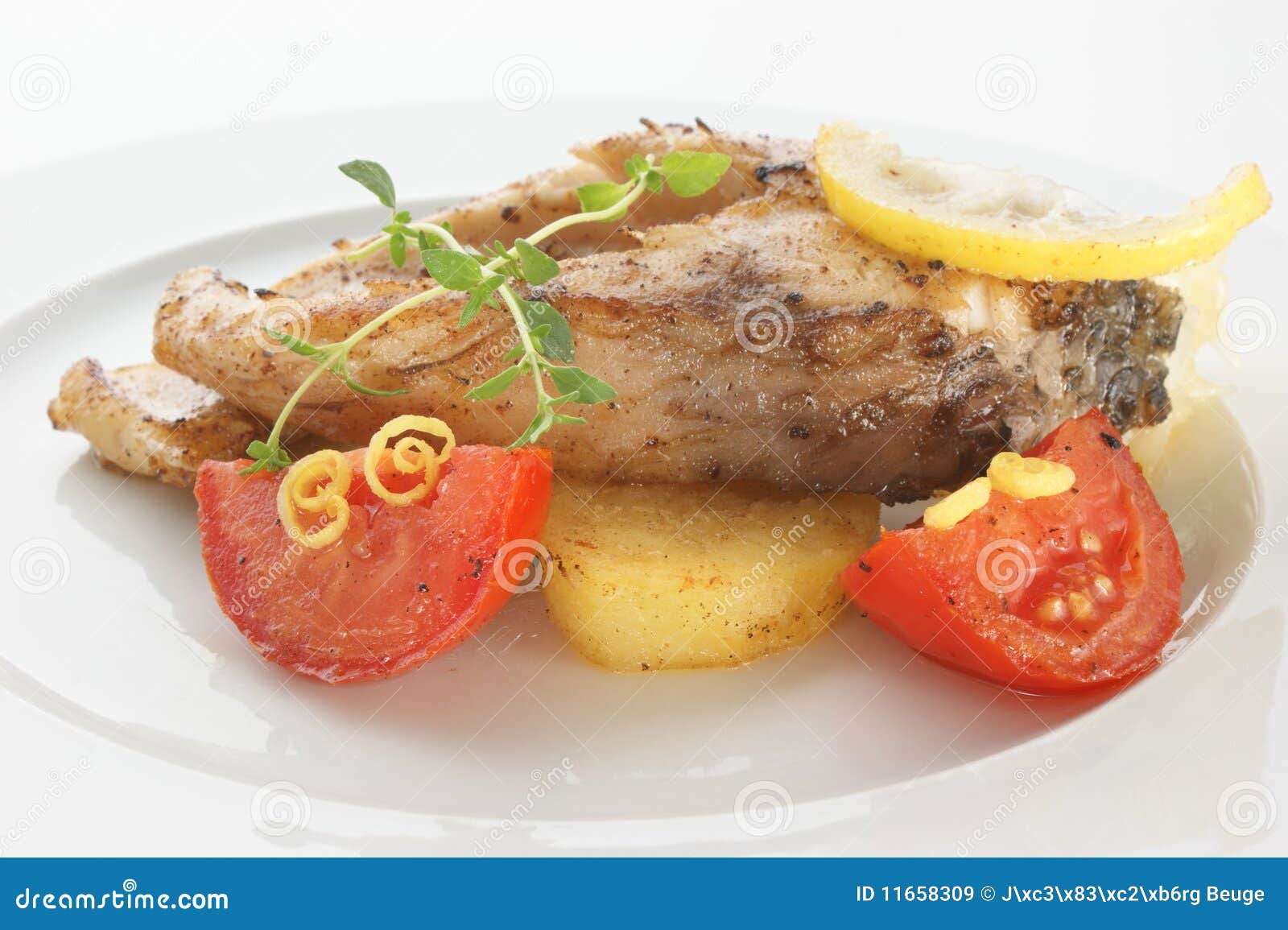 Grilled Carp Fillet with Potato Stock Image - Image of vegetables ...