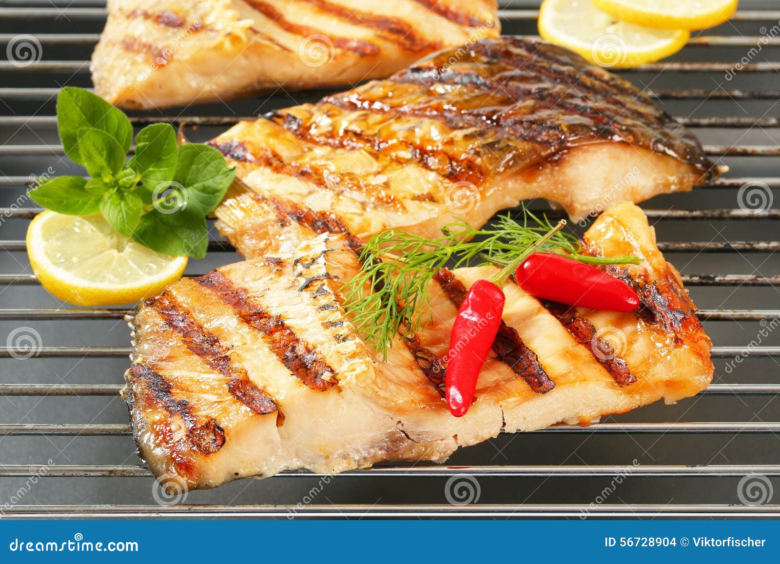Grilled carp fillets stock photo. Image of fillets, grilled - 56728904
