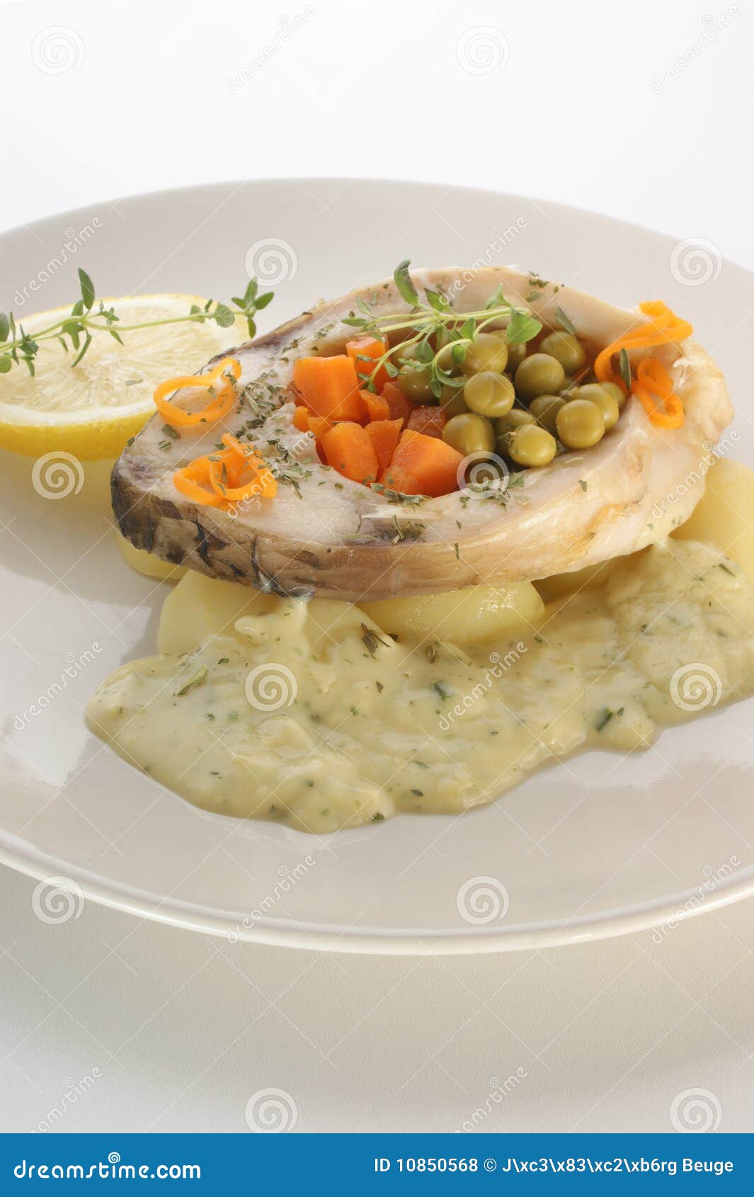 Grilled Carp Steak on Organic Potato Stock Photo - Image of fish, lemon ...