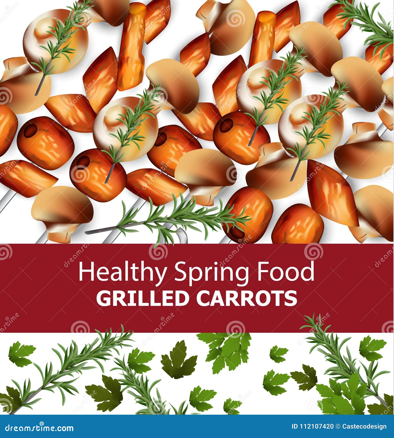 Grilled Carrots Vector. Menu Template Realistic Illustrations Stock ...