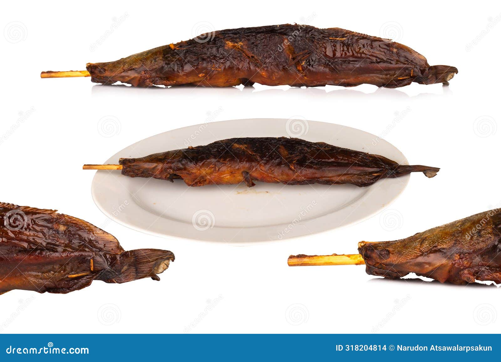 Grilled Catfish Isolated Isolated on White Background Stock Photo ...