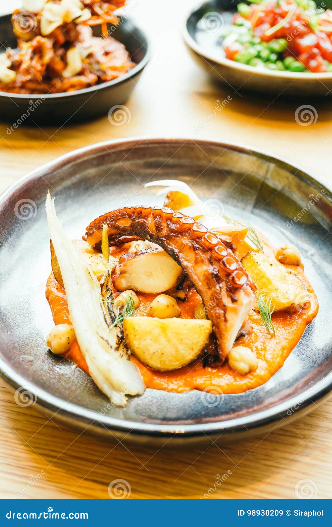 Grilled charred octopus stock image. Image of seafood - 98930209