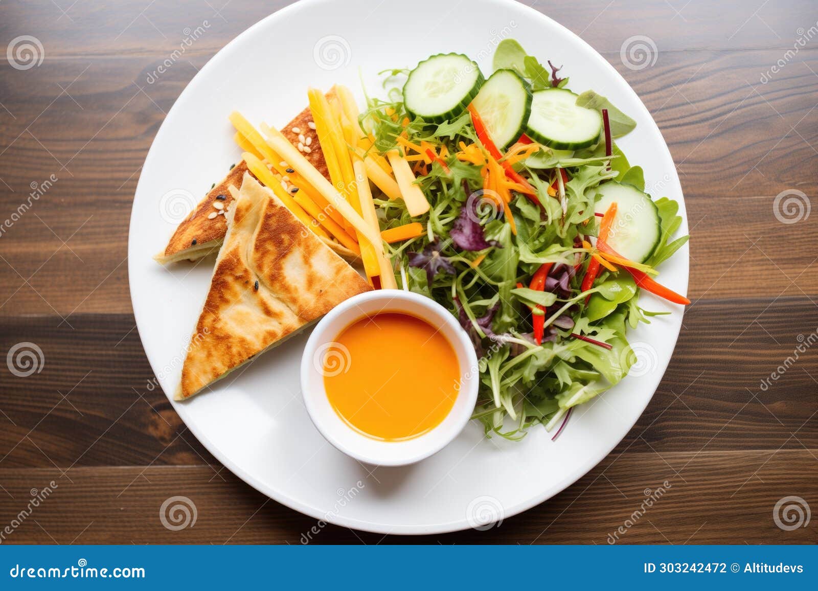 Grilled Cheese Cut into Triangles with a Side Salad Stock Illustration ...