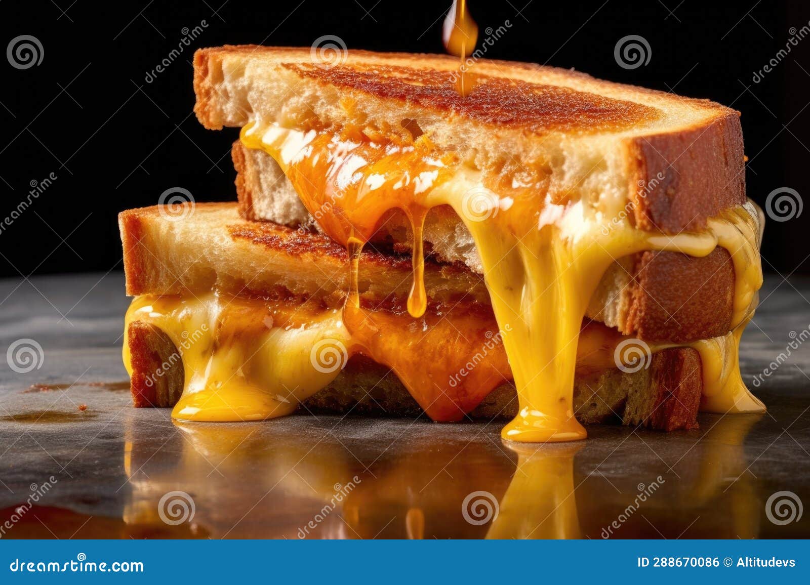 Grilled Cheese Sandwich with Melting Cheese Oozing Out Stock Photo ...