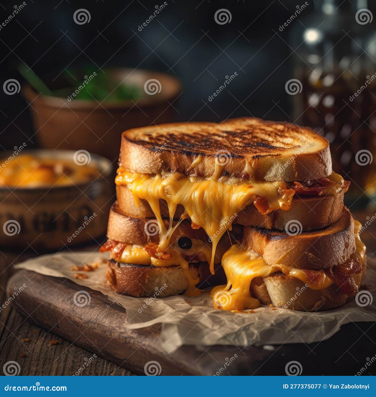 Grilled Cheese Sandwiches on Stone in Rustic Pub. Generative AI Stock ...