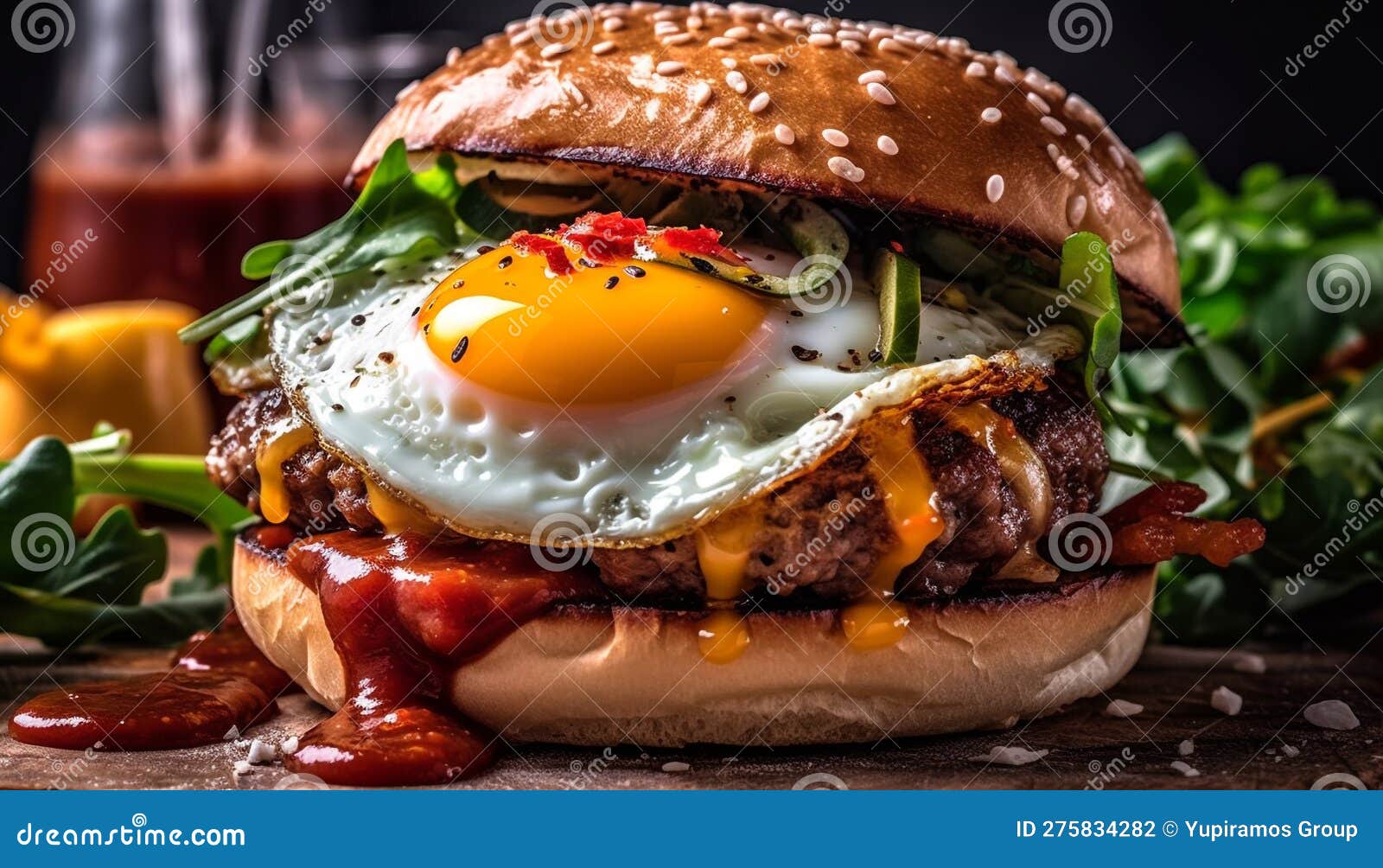 Grilled Cheeseburger on Rustic Wooden Table Generated by AI Stock Photo ...