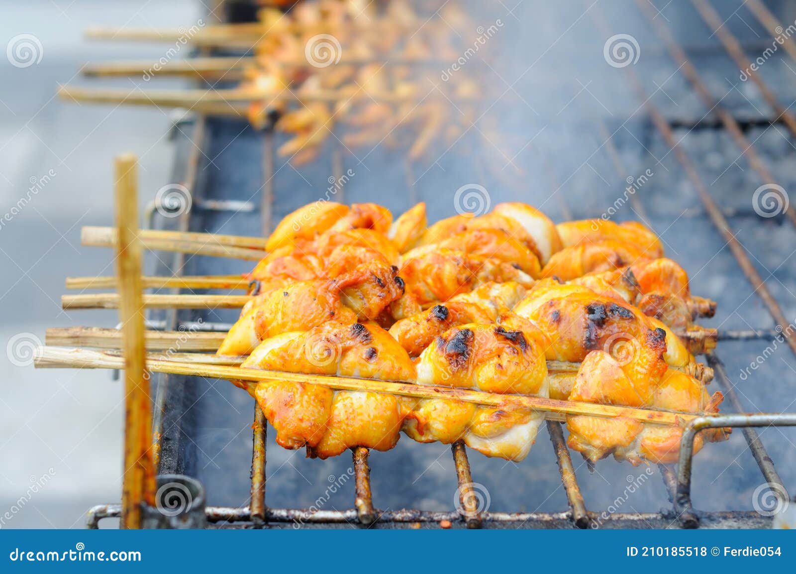 Grilled Chicken on Sticks stock photo. Image of sticks - 210185518