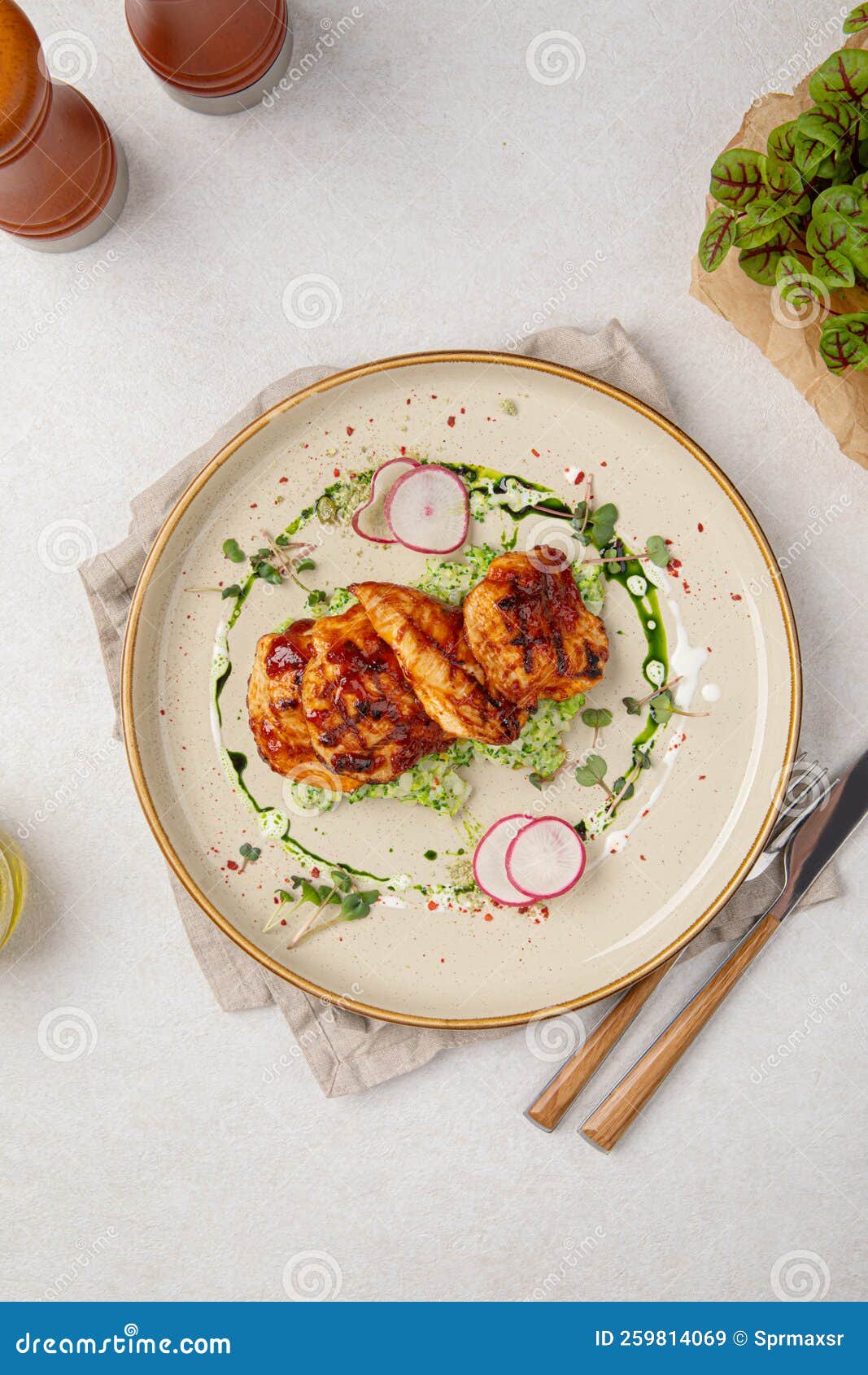 Grilled Chicken Breast with Risotto Stock Image - Image of risotto ...