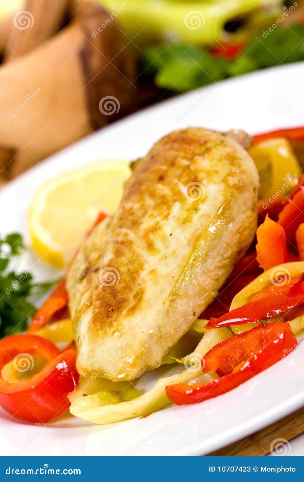 Grilled Chicken Breasts on a Plate with Fresh Vege Stock Image - Image ...