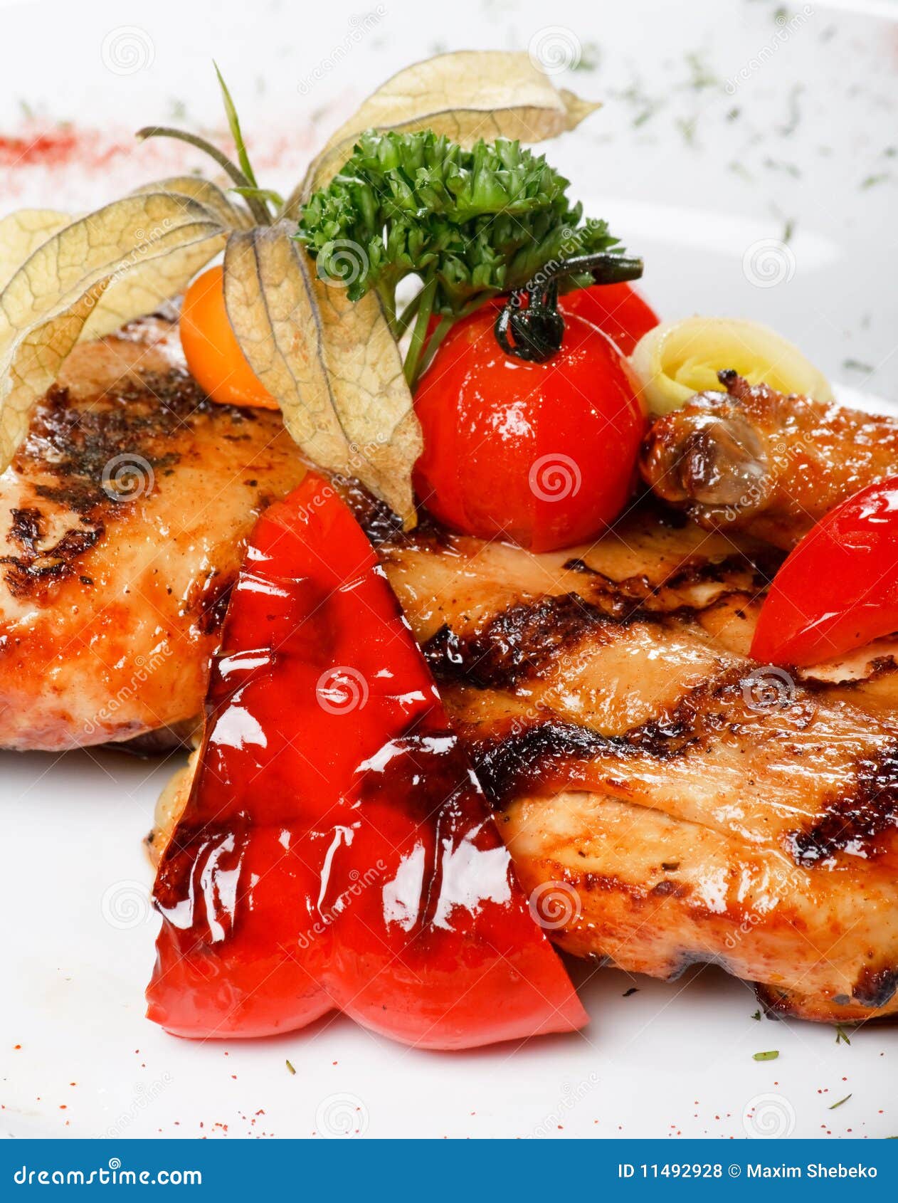 Grilled chicken fillet stock photo. Image of browned - 11492928