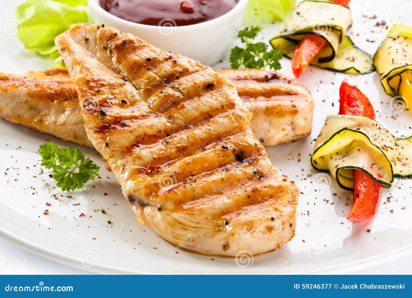 Grilled chicken fillet stock image. Image of fillets - 59246377