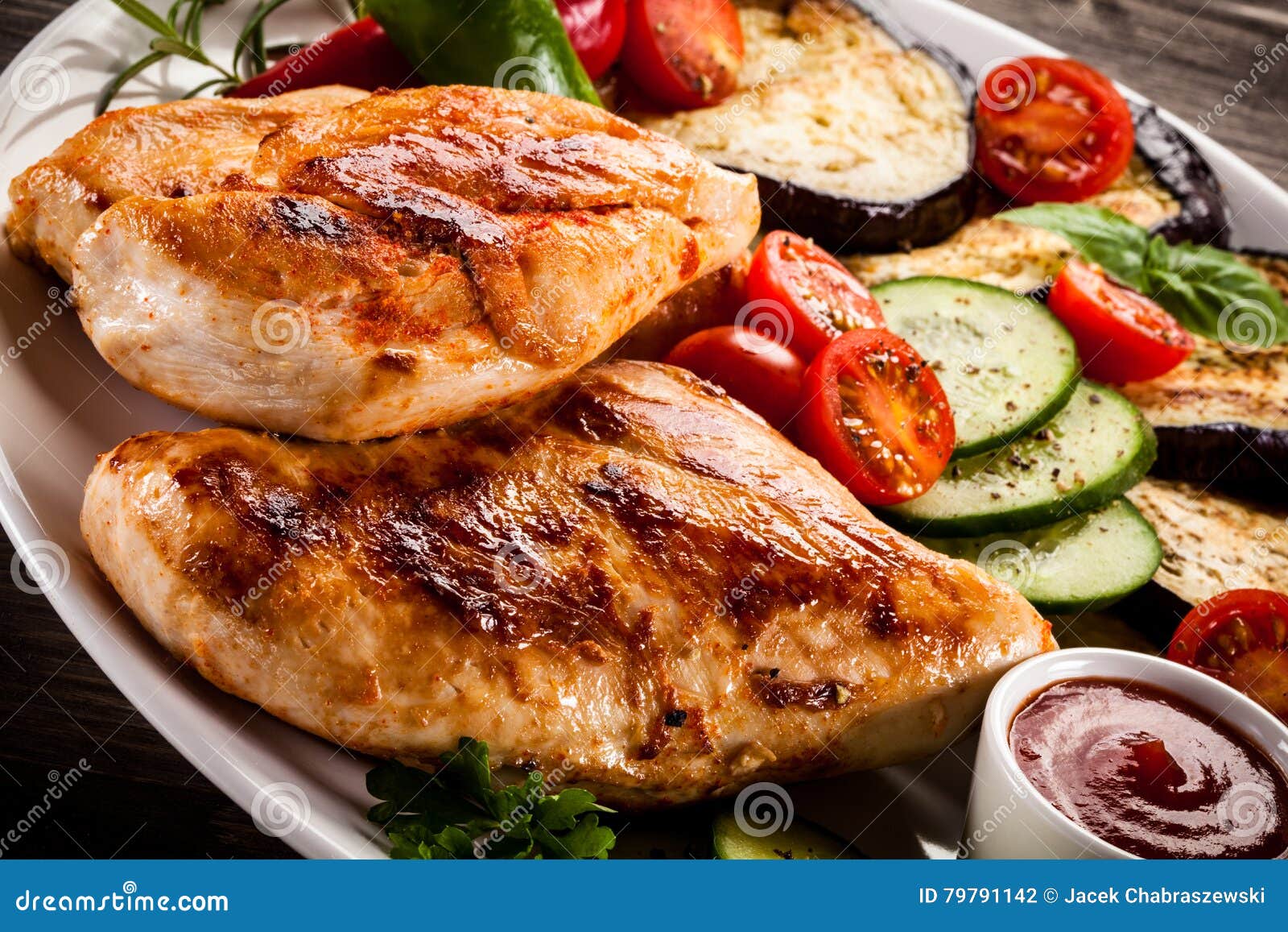 Grilled chicken fillet stock photo. Image of filet, breast - 79791142